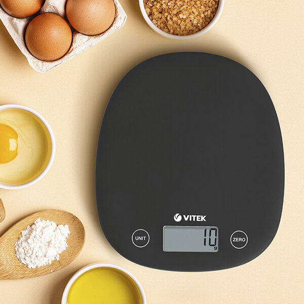 Весы кухонные VITEK VT-7997, электронные, черные, до 5 кг, сталь/стекло