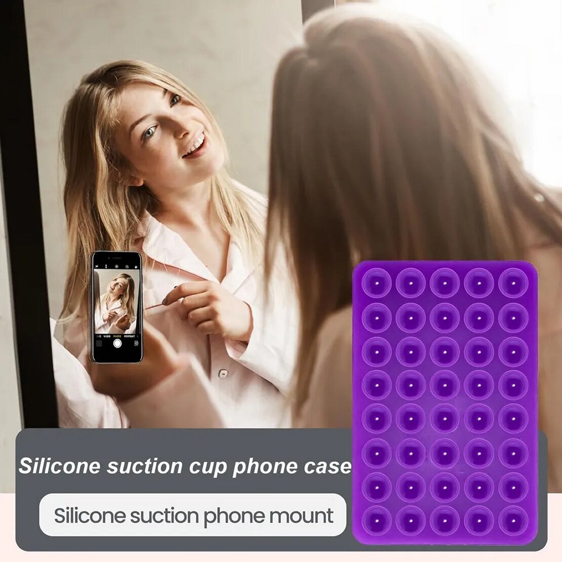 Универсальный держатель для телефона: присоска, липучка, штатив | Силиконовый, фиолетовый.