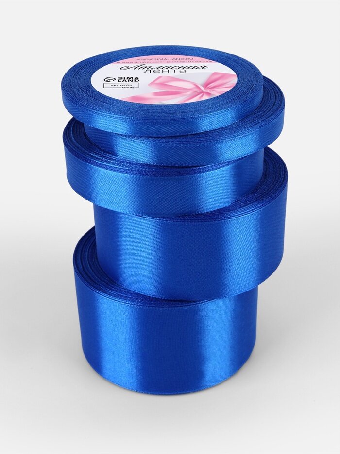 Набор атласных лент, 5 шт, размер лент: 6/10/20/40/50 мм × 23 ± 1 м, цвет синий