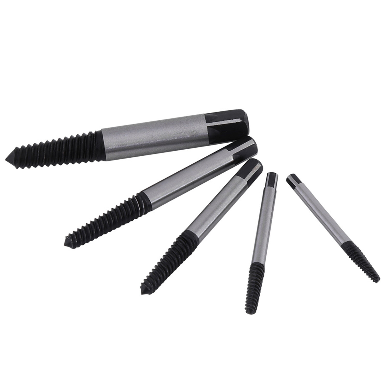 5pcs Инструмент для извлечения сломанных винтов и болтов, бит для удаления поврежденных болтов, материал GCR15 инструментальная сталь, размеры 1# 4~6мм, 2# 6~8мм, 3# 8~11мм, 4# 11~14мм, 5# 14~18мм, левая спиральная канавка