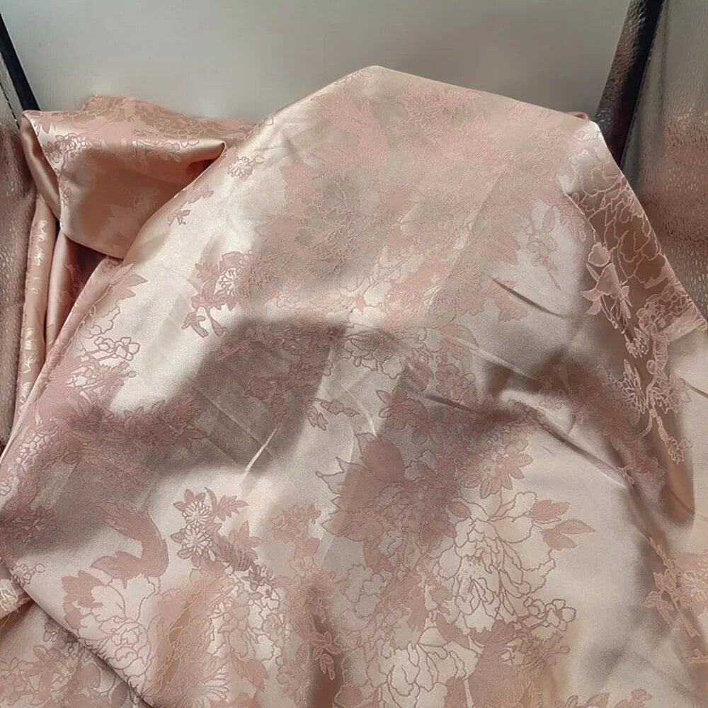 Парча с цветком пиона, жаккард, 100x150 см Розовый, Skin pink