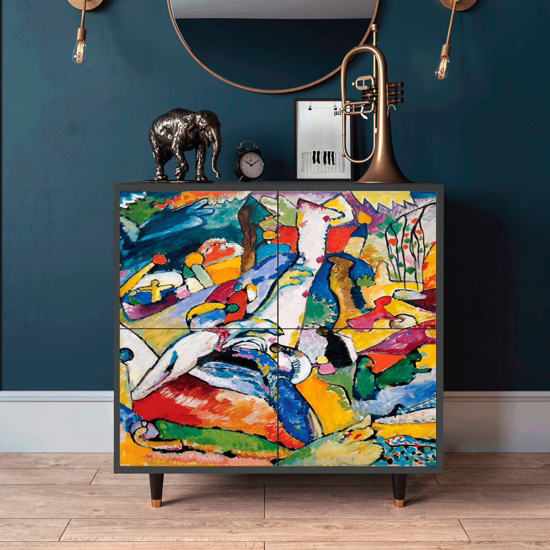 Комод - STORYZ - BS3 Improvisation 26 by Wassily Kandinsky , Размер - 94 x 96 x 48 см, Цвет корпуса - Антрацит