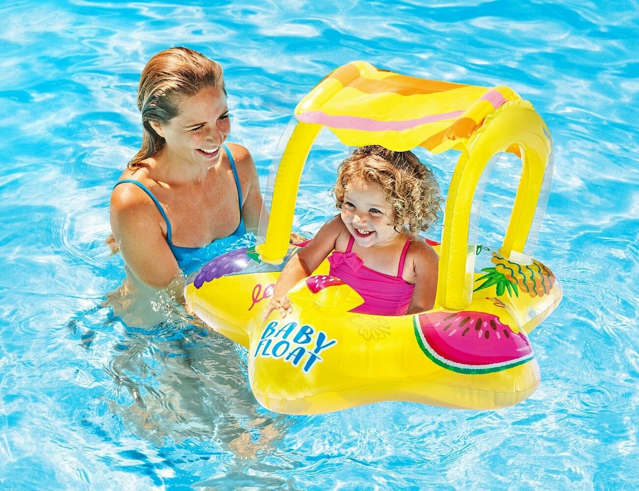 Надувной круг - ходунки Морская звезда с навесом 81x79 см, от 1 до 2 лет, 56573