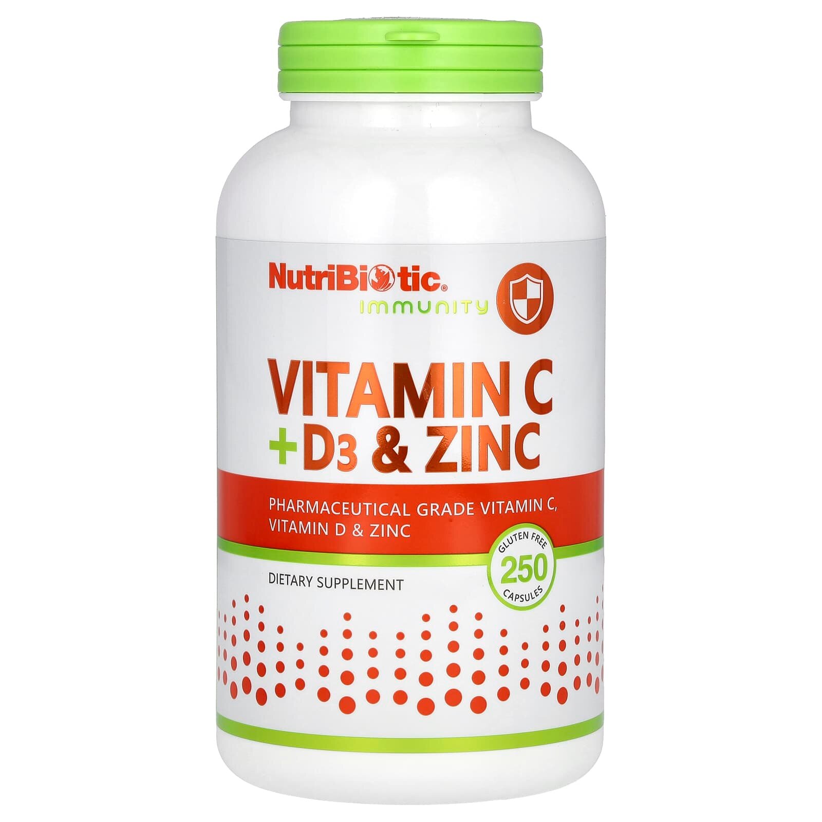 Витамины C + D3 и цинк, NutriBiotic Vitamin C + D3 & Zinc, 250 капсул