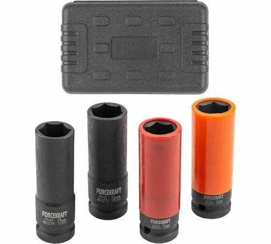 Набор головок ударных тонкостенных 4 предмета 1/2" 6гр. FORCEKRAFT