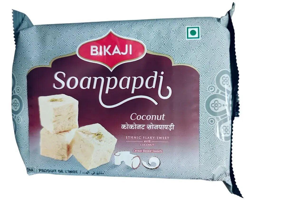 Soanpapdi COCONUT, Bikaji (Соанпапди - индийская воздушная халва из нутовой муки кокосовая, Бикаджи), 200 г.