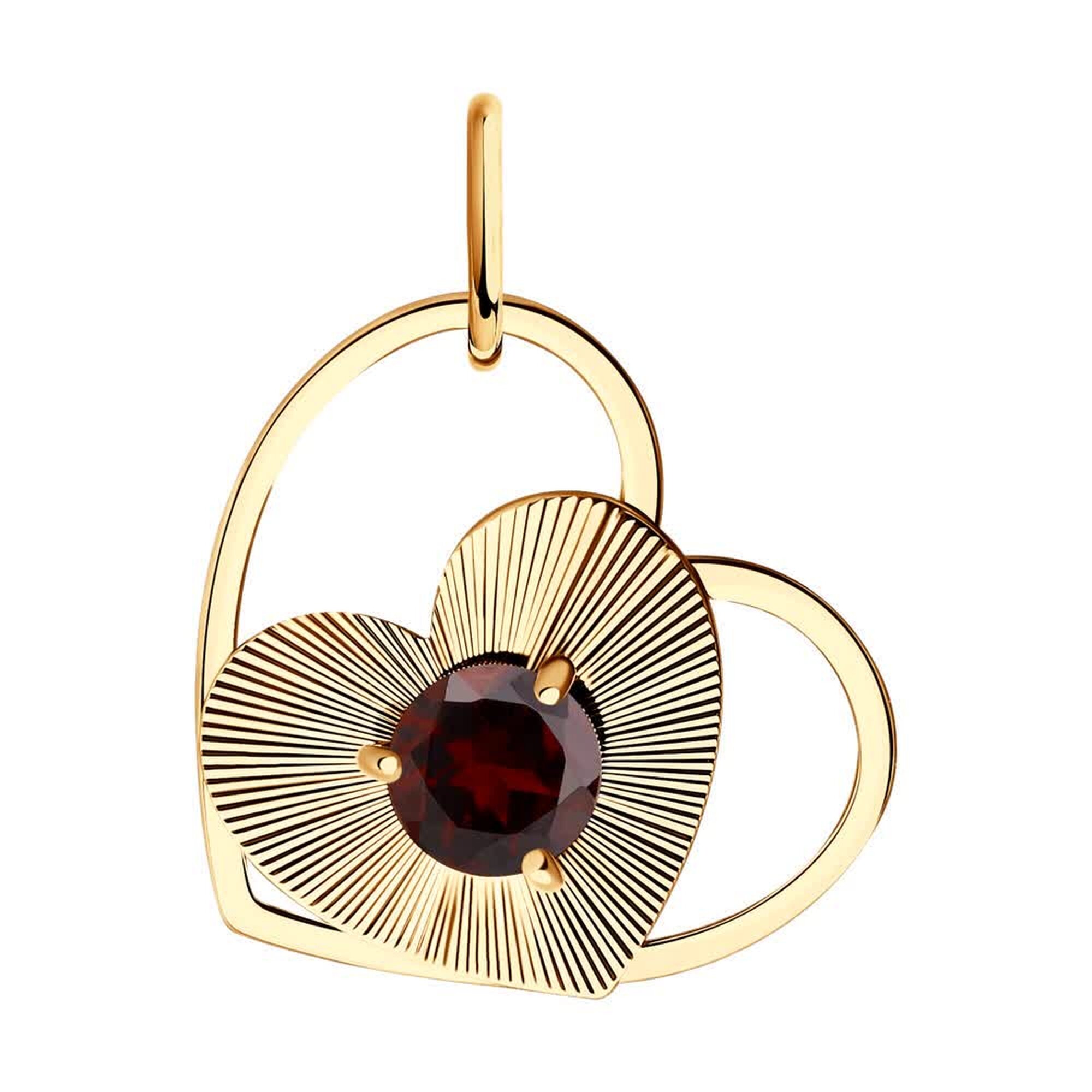 Подвеска, красное золото, 585 проба, гранат