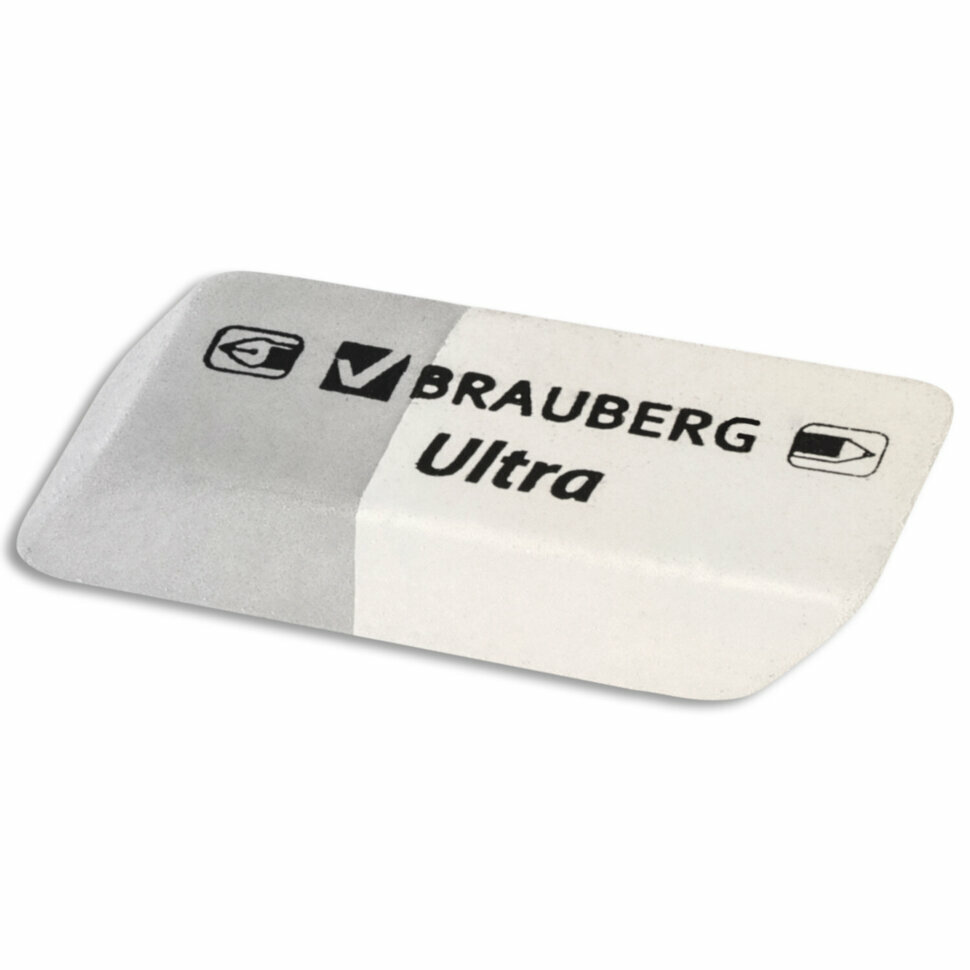 Ластик BRAUBERG "Ultra", 41х14х8 мм, серо-белый, натуральный каучук, 228703, 228703