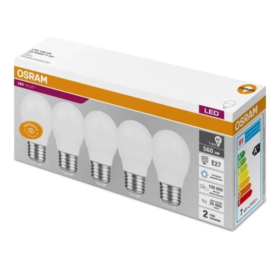 Светодиодная лампа Osram LVCLP60 7SW/865 230V E27 Экопак1X5 RU (упаковка 5шт)