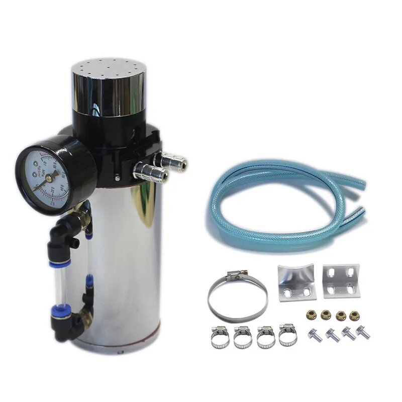 SPSLD алюминиевый резервуар для лову моторного масла, сапунный бак + манометр вакуума, SILVER