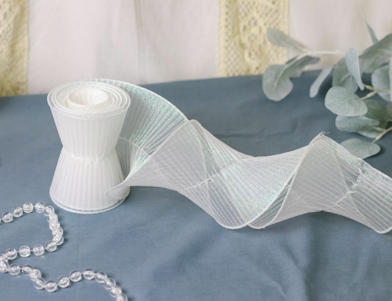 Декоративная лента брэйди шайн, текстиль, белый, 180х13 см, Due Esse Christmas XNA17010151