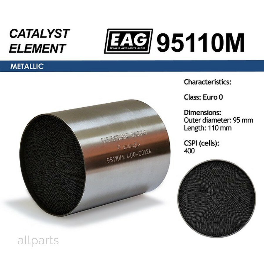 EAG 95110M Каталитический блок металл. 95x110 Euro 0 EAG