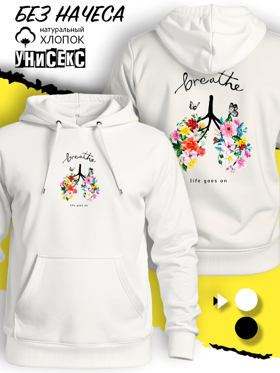 Худи Толстовка свитшот цветы легкие breathe