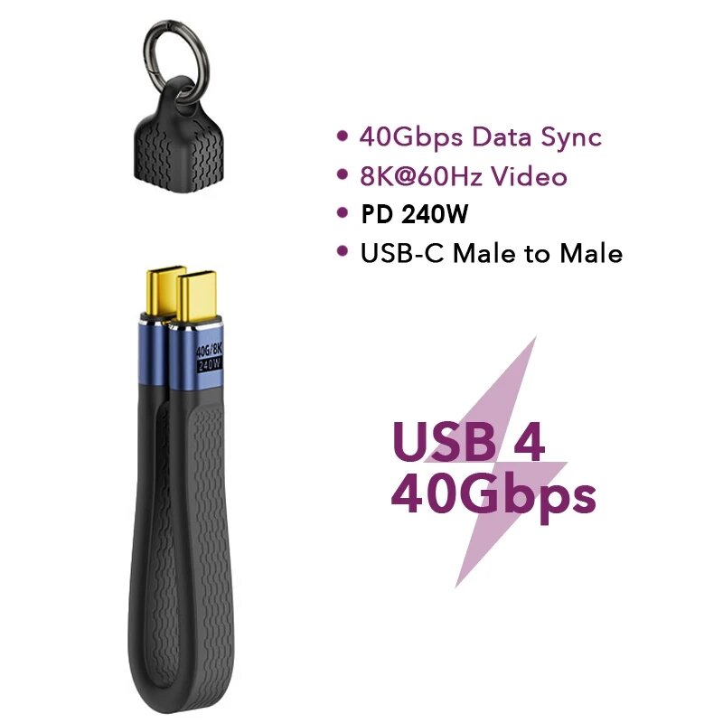 Кабель USB 4.0 Gen3 40Gbps Thunderbolt 3 для синхронизации данных и быстрой 40Gbps Black Ring