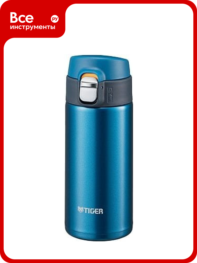Термокружка Tiger MMJ-A 0,36 л из нержавеющей стали с откидной крышкой‑поилкой, сохраняет тепло и холод до 6 ч, синий