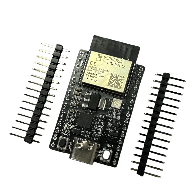 Плата разработки ESP32-C3-DevKitC-02, оснащенная модулем ESP32-C3-WROOM-02/02U опционально. Используется по Type-C.