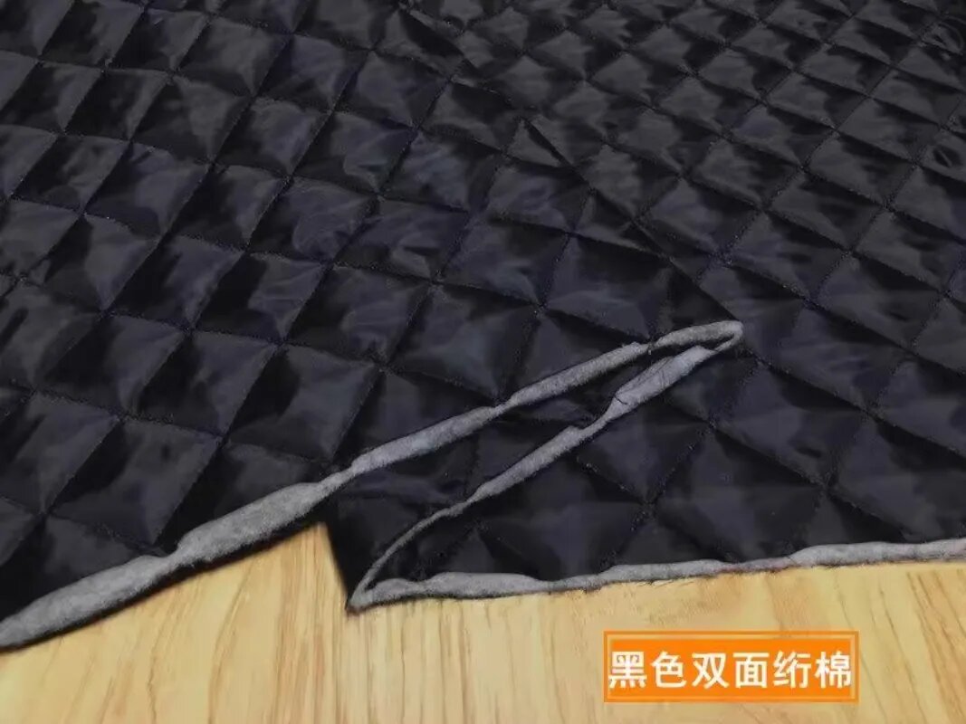 Двусторонняя стеганая хлопковая подкладка 100% полиэстер 1,5 м Черный, black