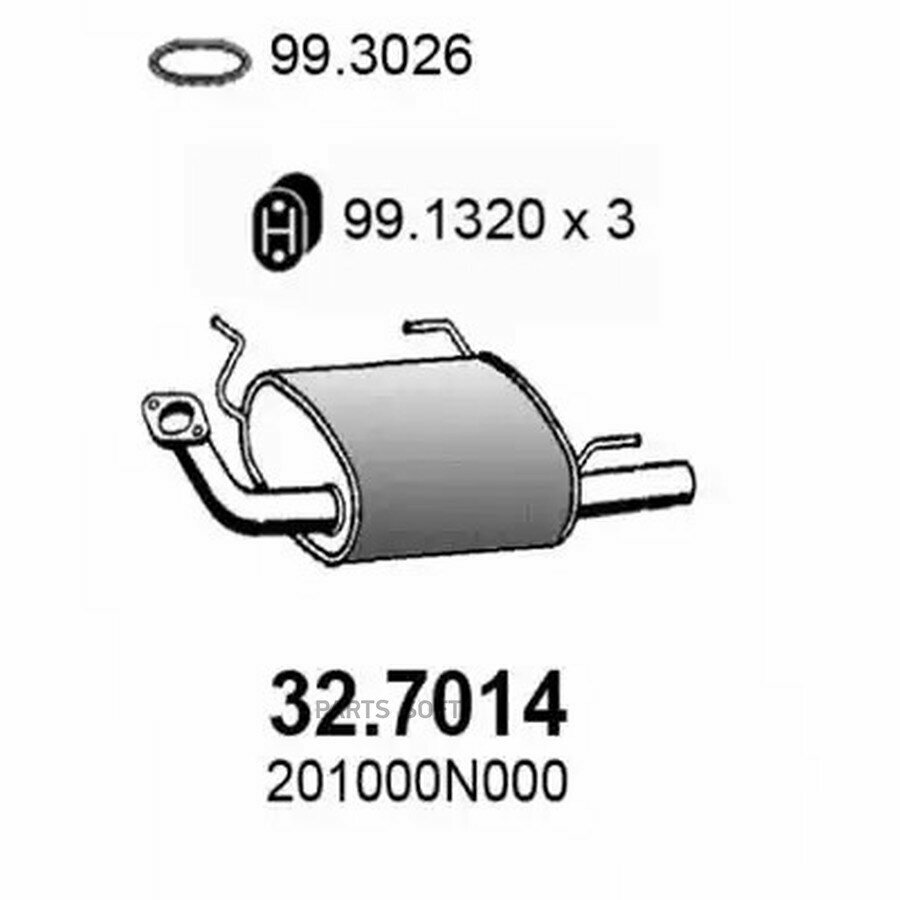 Глушитель выхлопных газов конечный от официального дистрибьютора, ASSO, артикул 327014