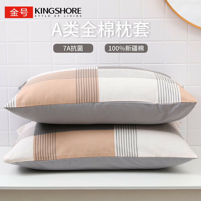 KING SHORE Pillowcase Set of 2, Pure Cotton Antibacterial Single Pillowcase with Pillow Core Cover, Dream Weaving, 48*74cm*2