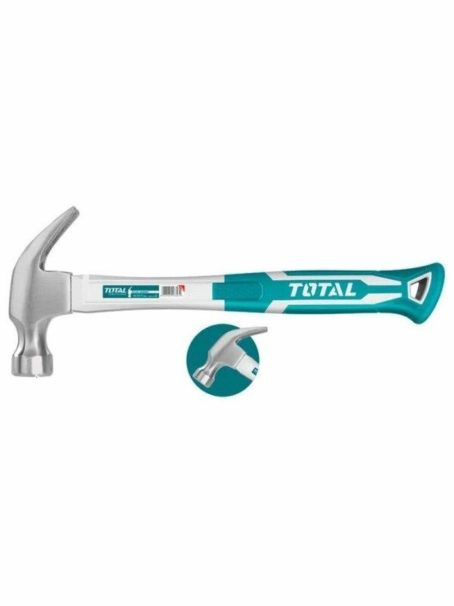 Молоток-гвоздодер 560 гр, с фиберглассовой рукояткой TOTAL THT73206