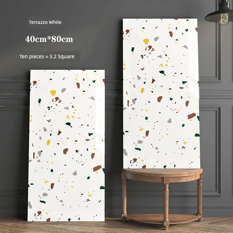 Самоклеящаяся обои Water Stone White 40x80 см, 10 листов, 3.2 кв. м, ванная комната, кухня, водостойкие, имитация плитки