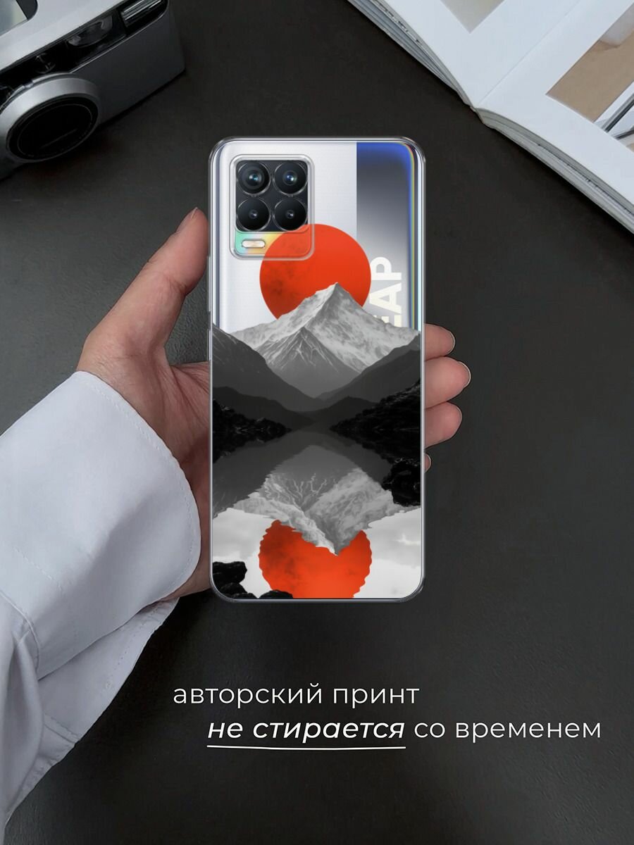 Чехол на Realme 8/8 Pro / Реалми 8/8 Про с принтом Белая гора 2, прозрачный — фото 1