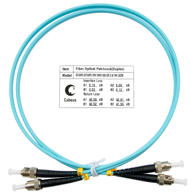Оптический шнур Cabeus duplex st-st 50/125 mm om3 1м lszh FOP-50-ST-ST-1m