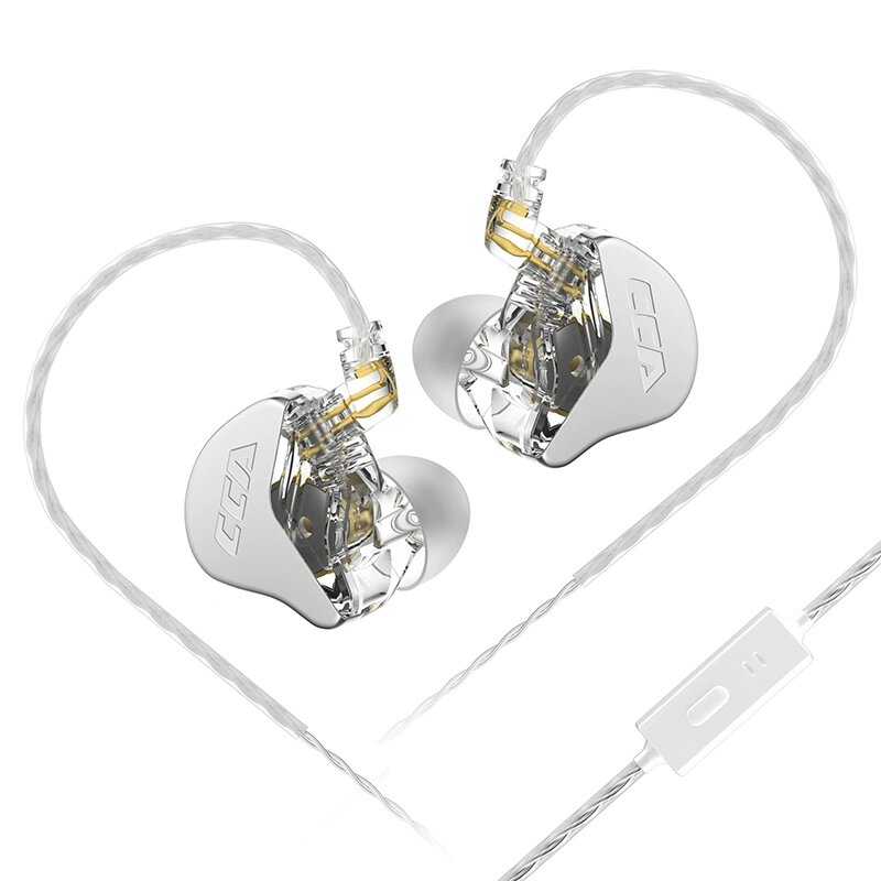 CCA CRA Динамический драйвер HIFI проводные наушники-вкладыши с микрофоном для игр, высокое качество звука, серебристый