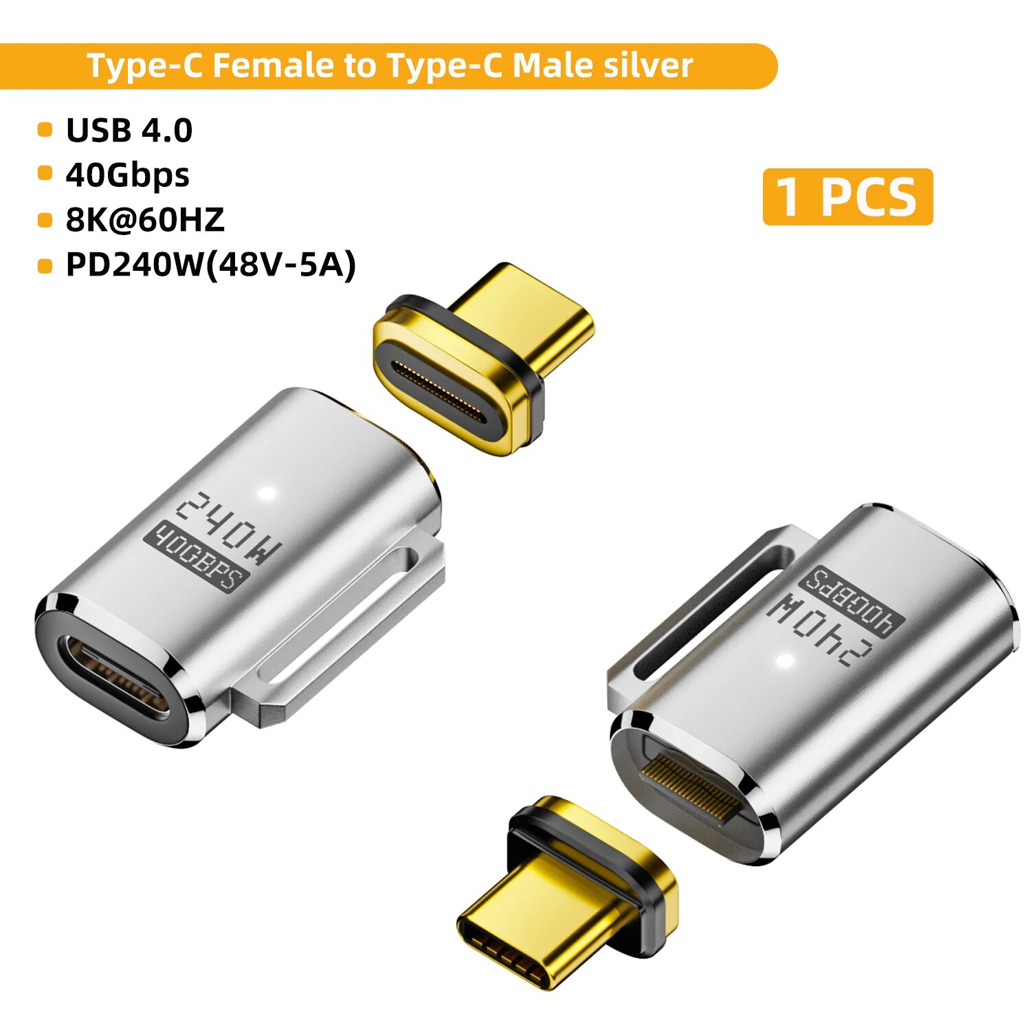 Магнитный Адаптер USB4.0 Thunderbolt3/4 USB-C На Type-C 240 Вт 40 Гбит/с С Кабелем Для Быстрой Зарядки И Конвертером Для 8K П.