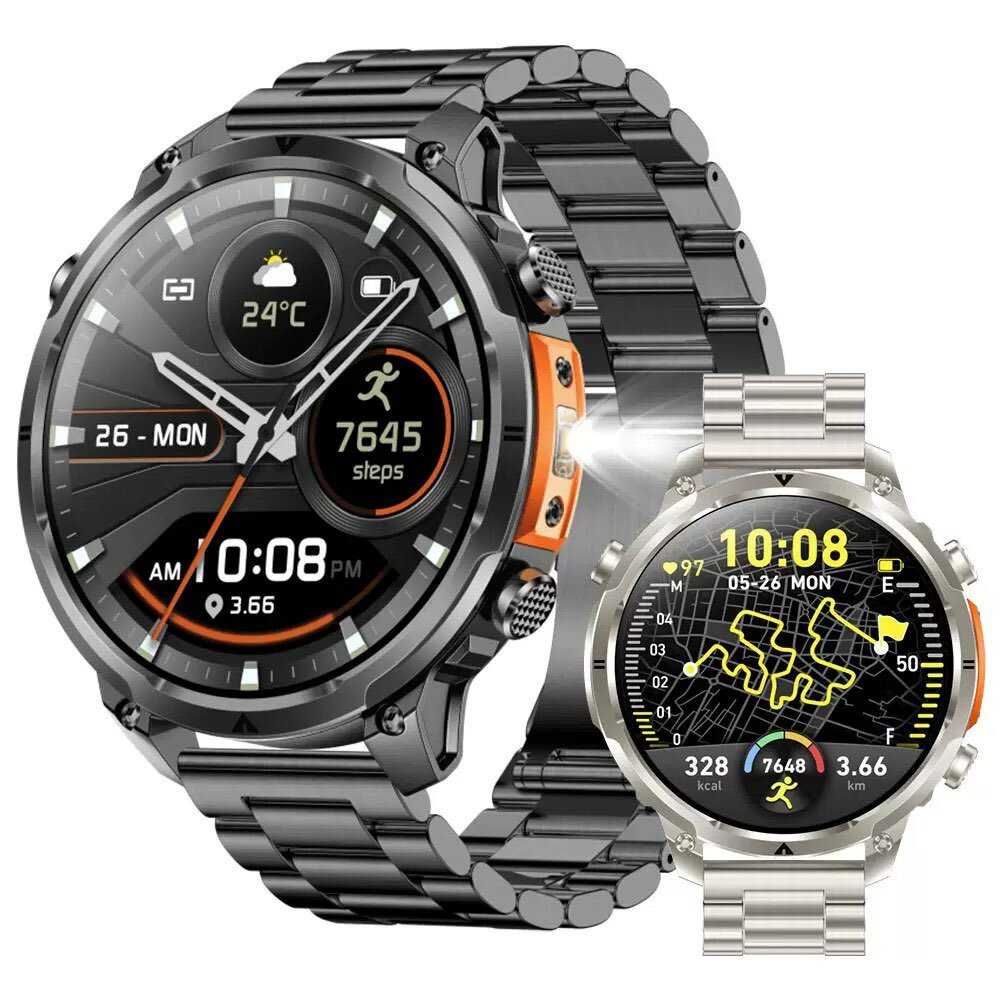 Часы JITE, GPS, Bluetooth, 1.7", сенсорные, магнитная зарядка, черный