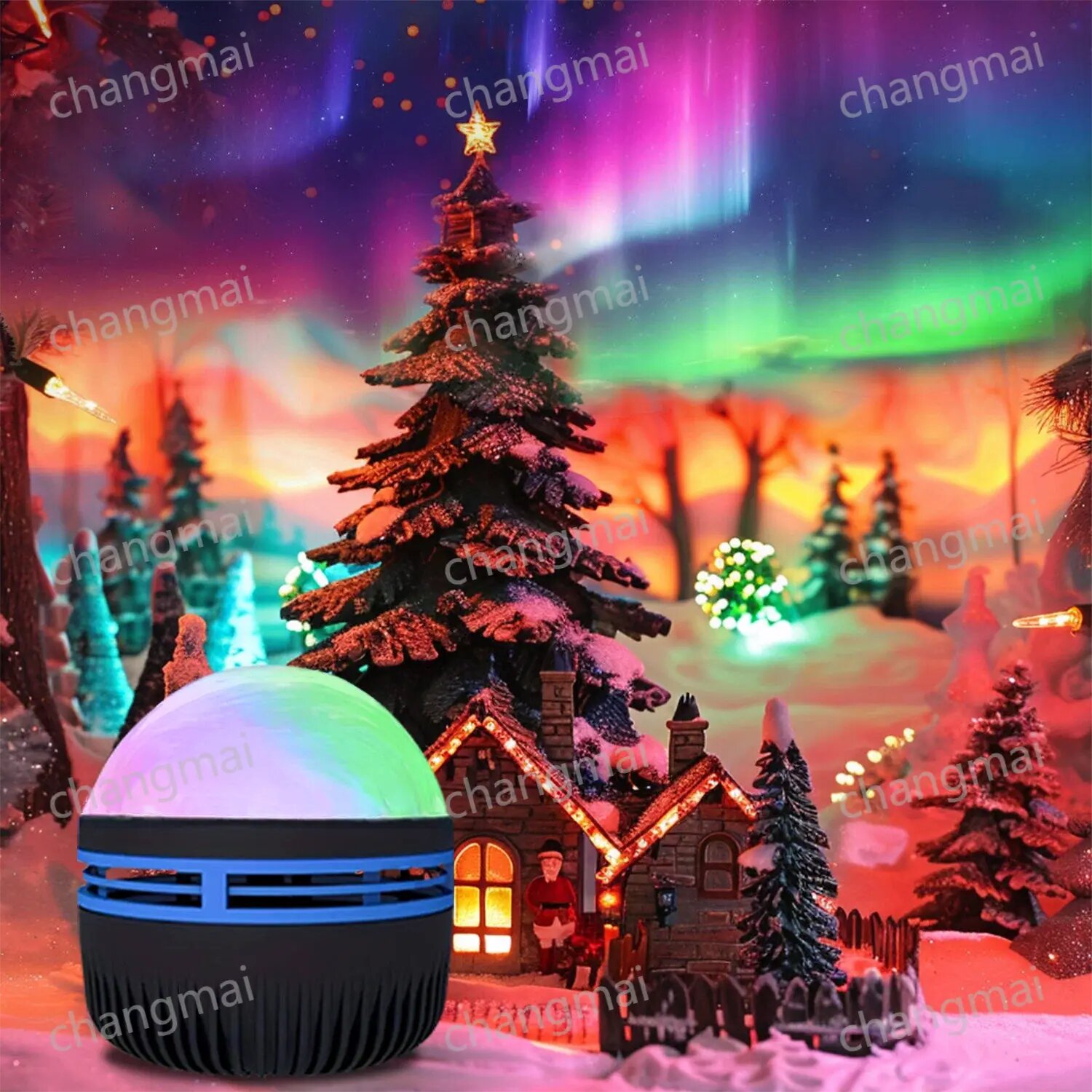 3D проектор-ночник с эффектами Северного сияния и водных волн (2 сменных плафона), пульт ДУ, регулировка яркости и идеальный для спальни, детской и романтической атмосферы