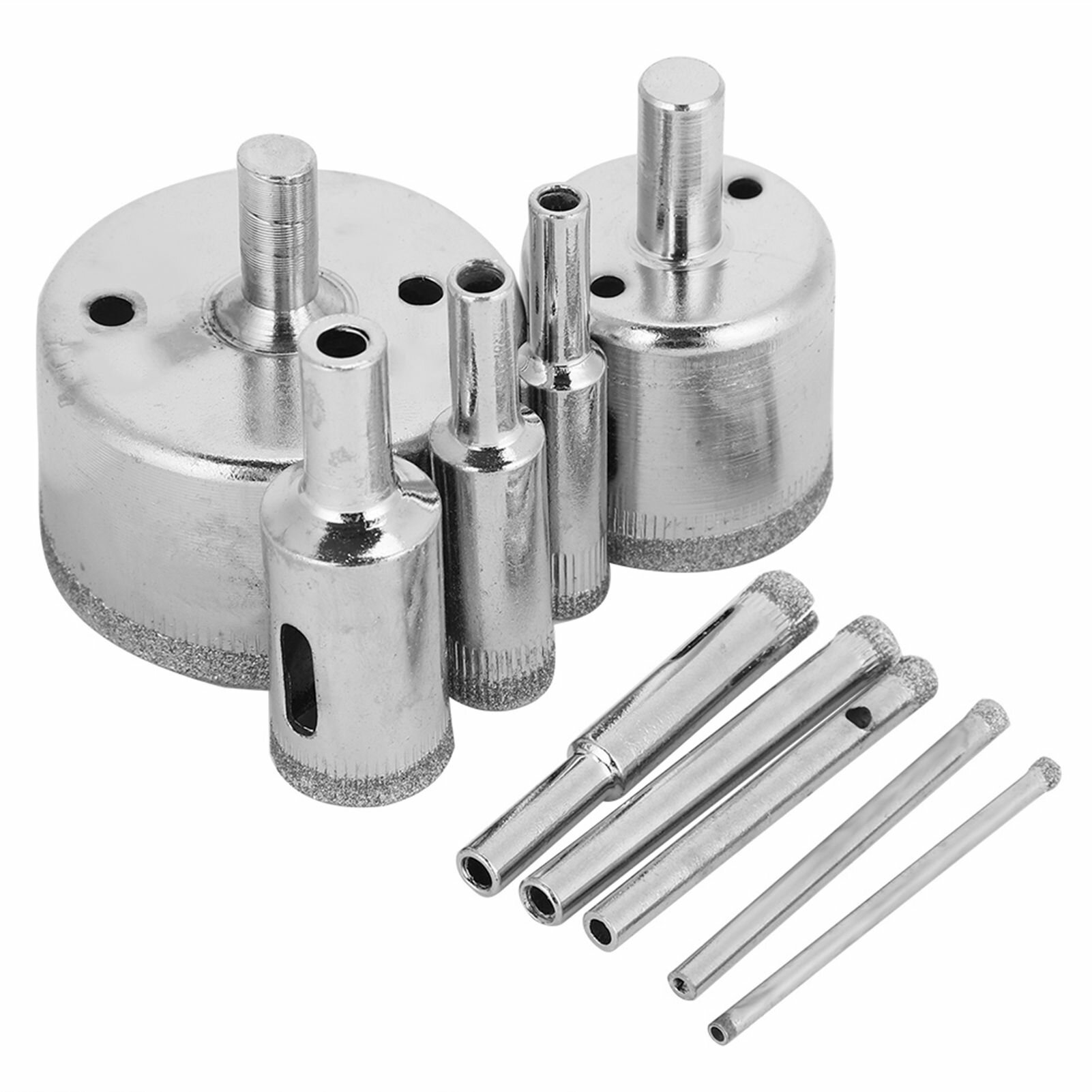 Набор из 10 коронок с алмазным покрытием, 3-50 мм, для резки плитки, керамики, стекла, фарфора, мрамора