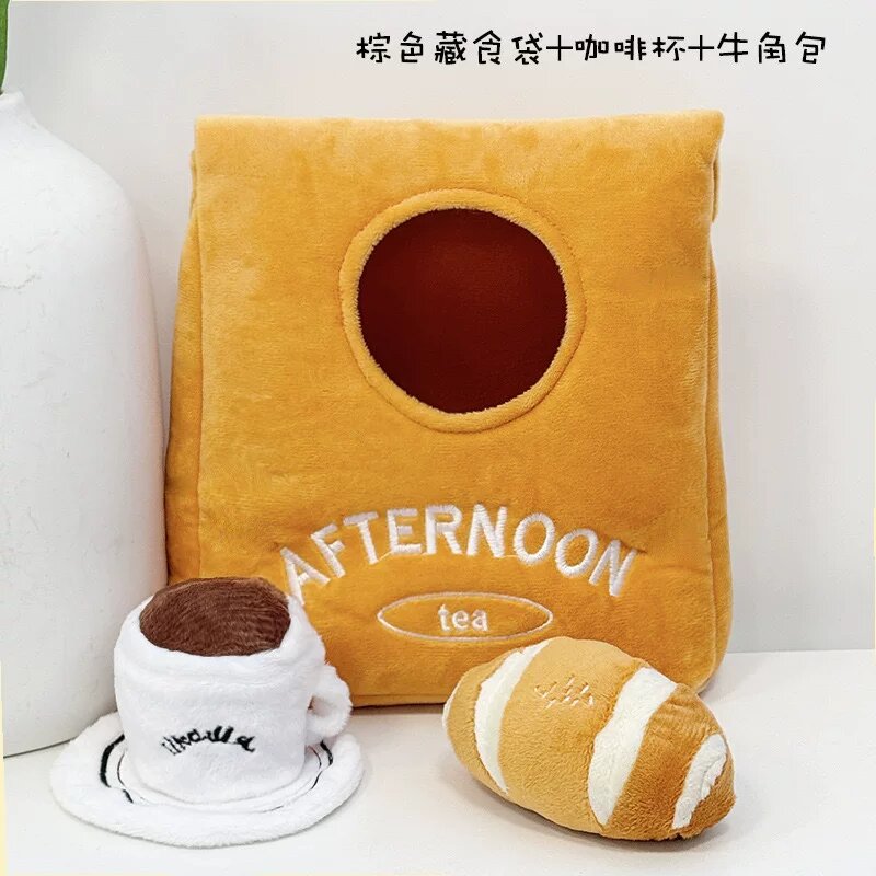 Новая игрушка для собак: плюшевый кусок хлеба для жевания и прорезывания зубов, со звуком, для игр с поиском корма, в