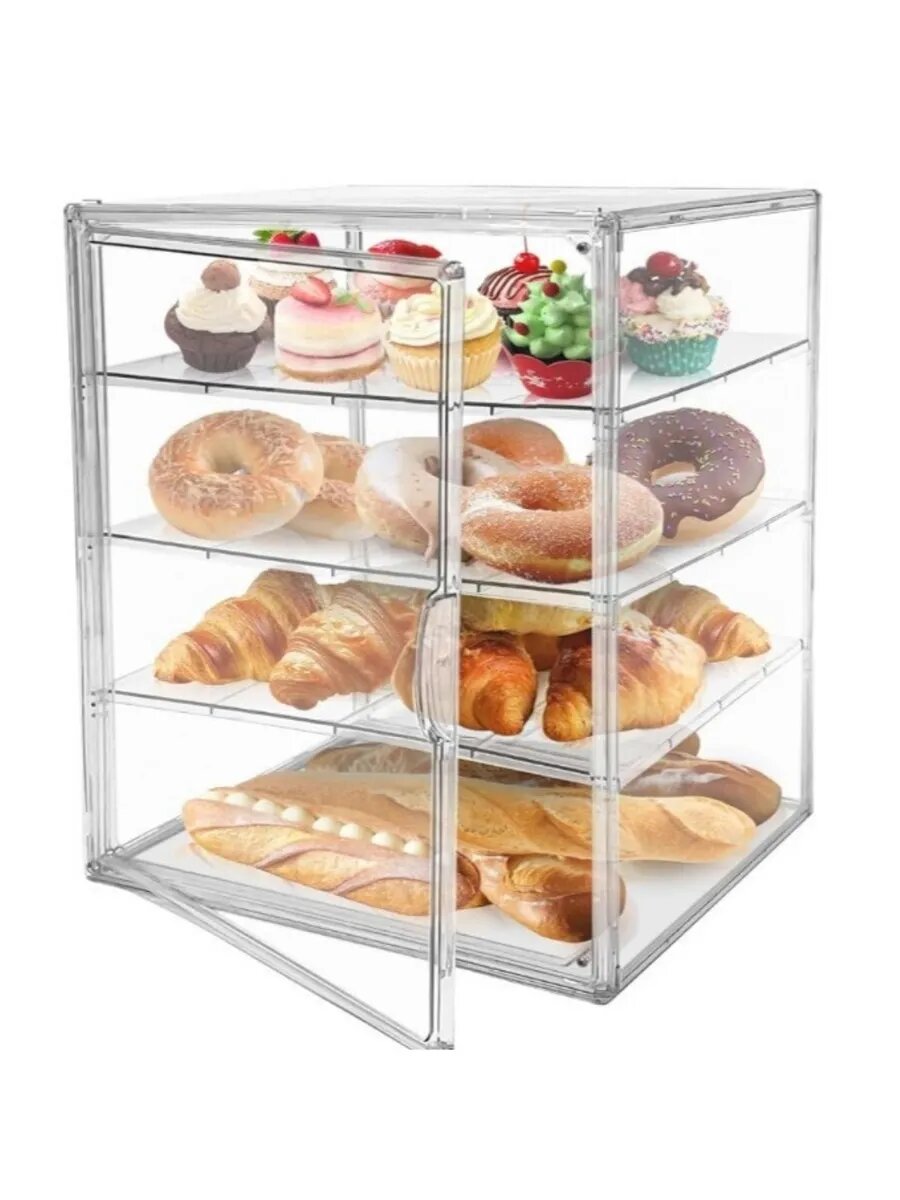 Витринный шкаф, PET/акрил, прозрачный, 4-уровневая конструкция, 30 см x 25 см x 40 см