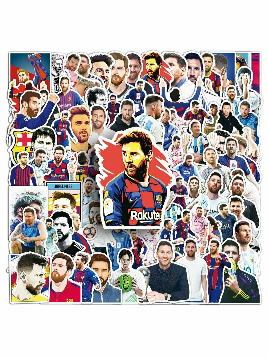 Набор наклеек "Messi" 101 шт / Самоклеящиеся стикеры Месси Аргентина