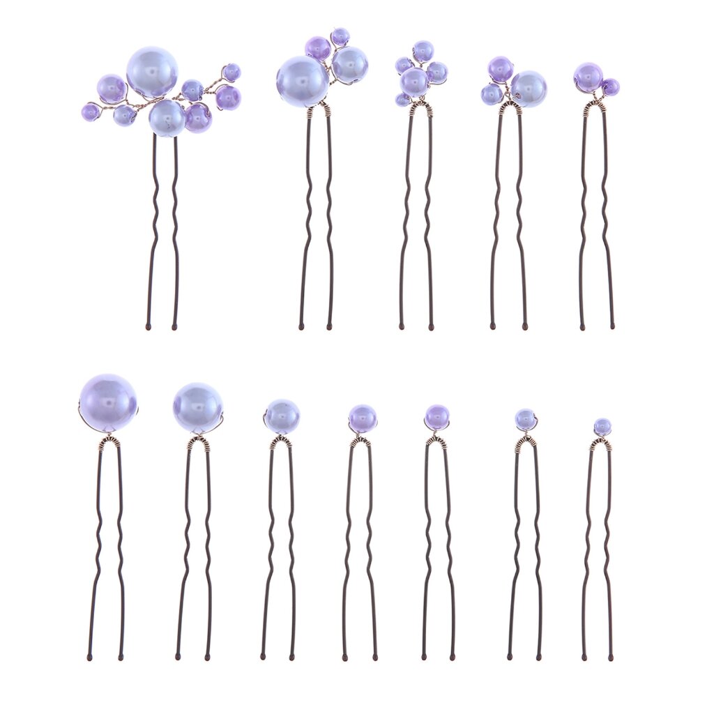 1 набор из 12 свадебных заколок для волос с U-образной заколкой и жемчугом, аксессуары для волос-фиолетовый