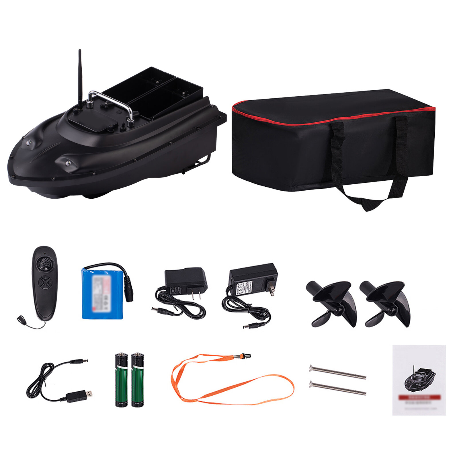 Рыболовная лодка с дистанционным управлением, дальность действия 500 м, автоматическая навигация, крейсерский режим, грузоподъемность 1 кг.