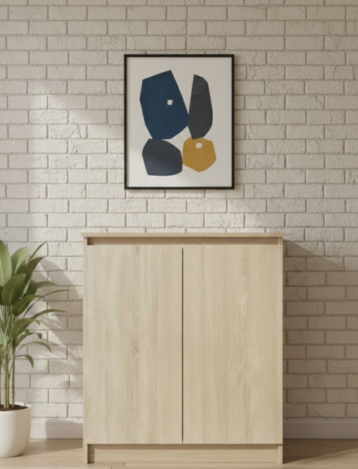 Комод-тумба с полкой К800-2Д, 80х39х90 см, ЛДСП Дуб Сонома, распашные двери, петли с доводчиком