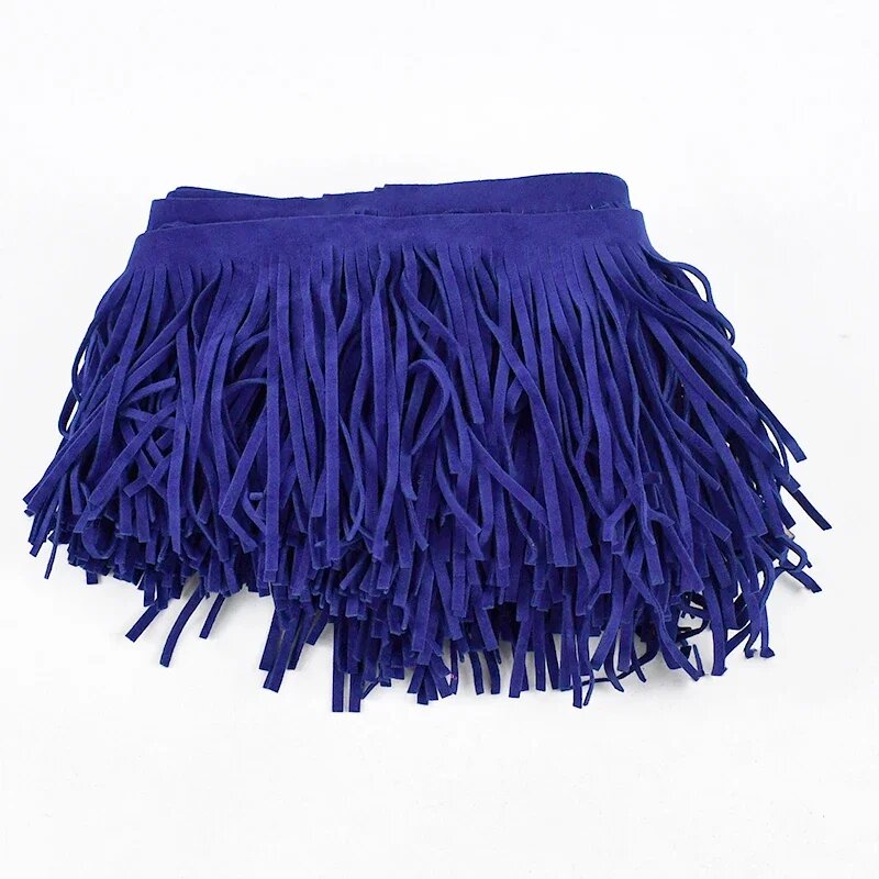 Бархатная бахрома из искусственной кожи Meetee 2 м Темно-синий, 10cmX3mm, TF005-Blue13