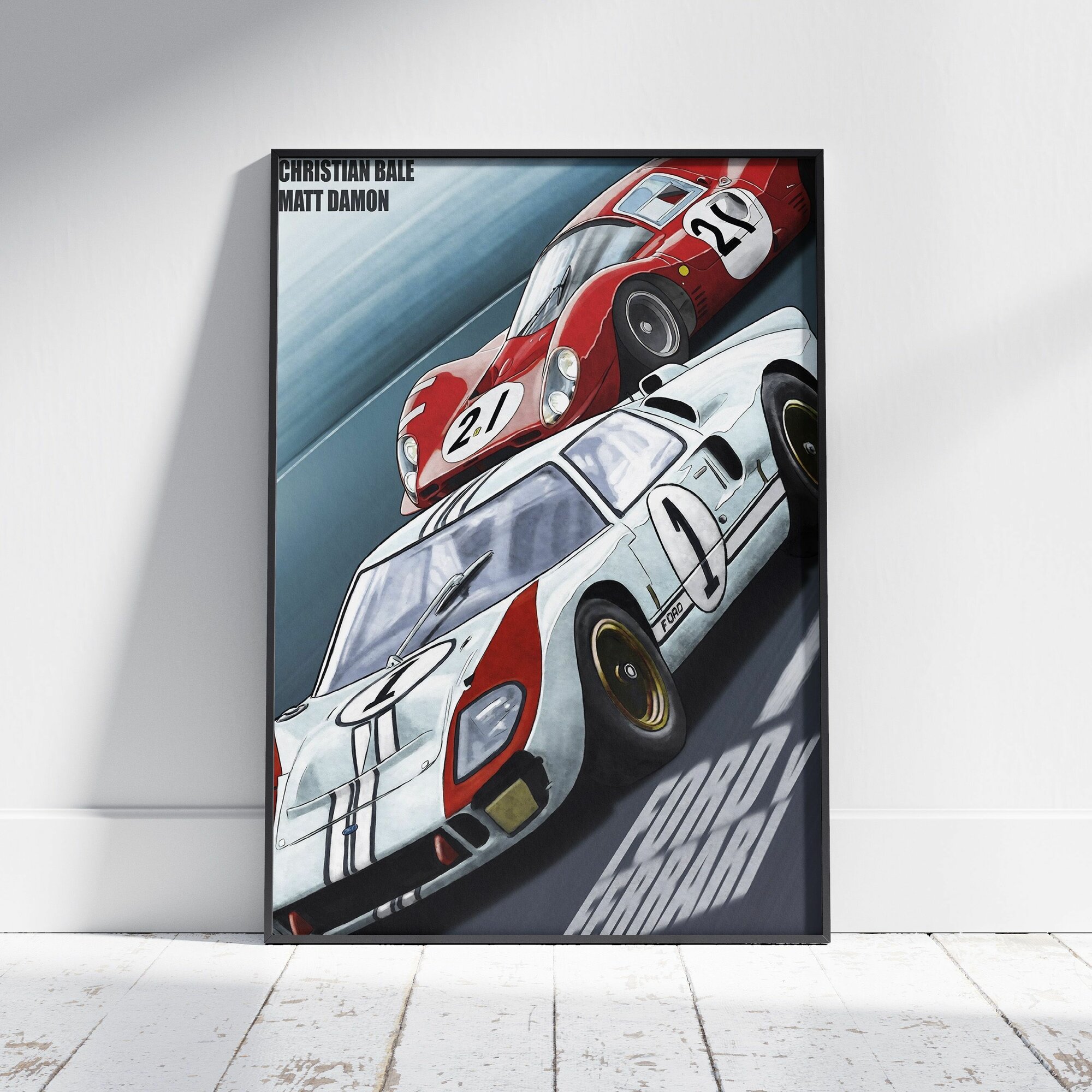 Плакат на стену для интерьера Спорткар (Ford GT40 17) - Постер по спортивным гоночным машинам автомобилям формата А4 (21x30 см)