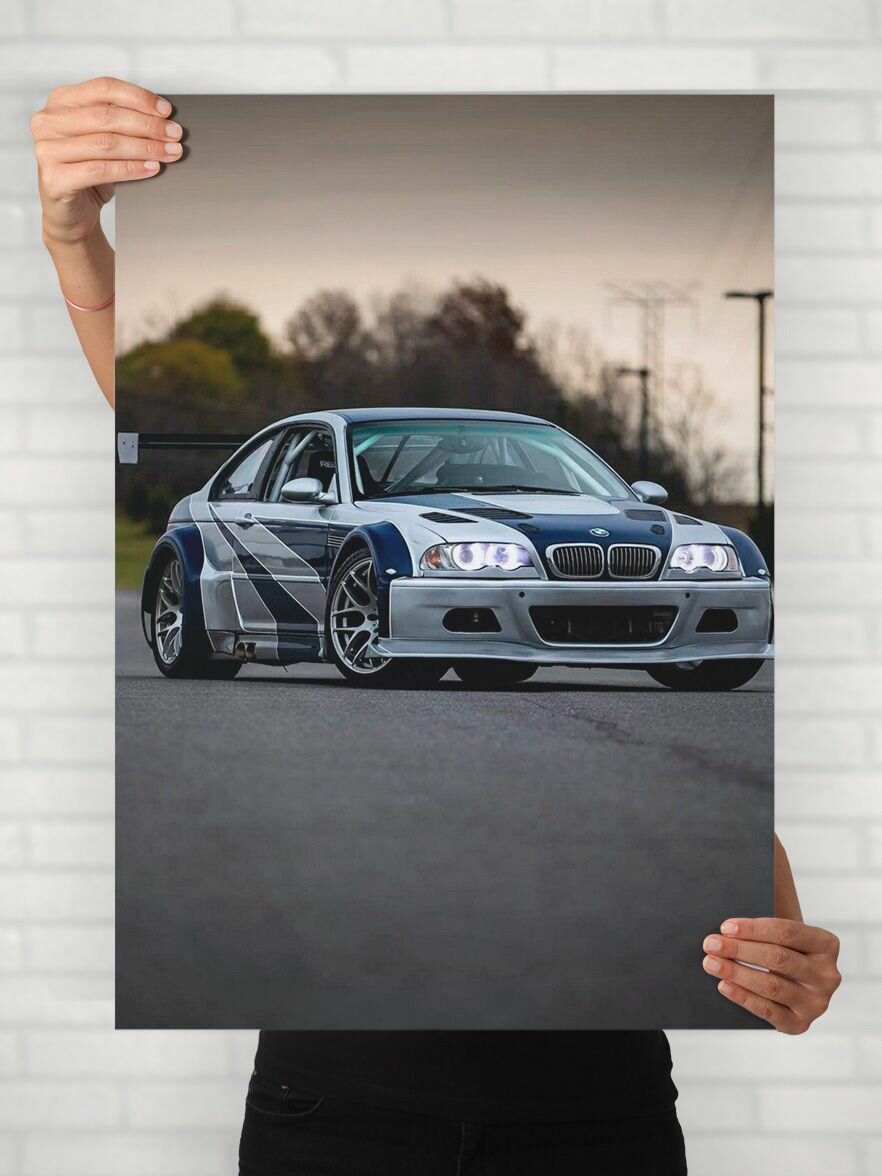 Плакат на стену для интерьера Легенды Авто (БМВ M3 GTR - BMW M3 GTR 1) - Постер по машине формата A2 (42x61 см)
