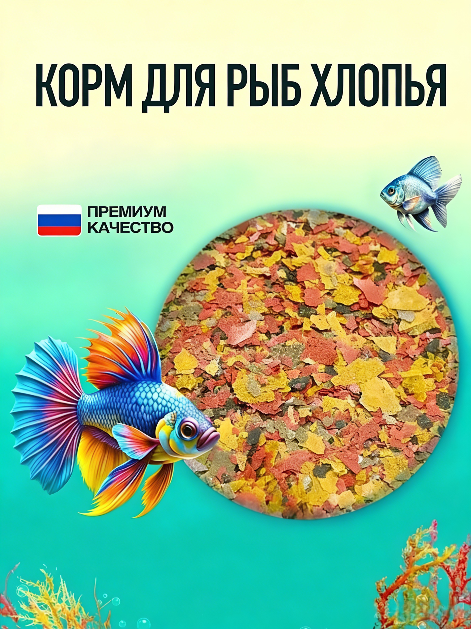 Премиальные хлопья Tropical Flakes, 200 г, для аквариумных рыб бестселлер