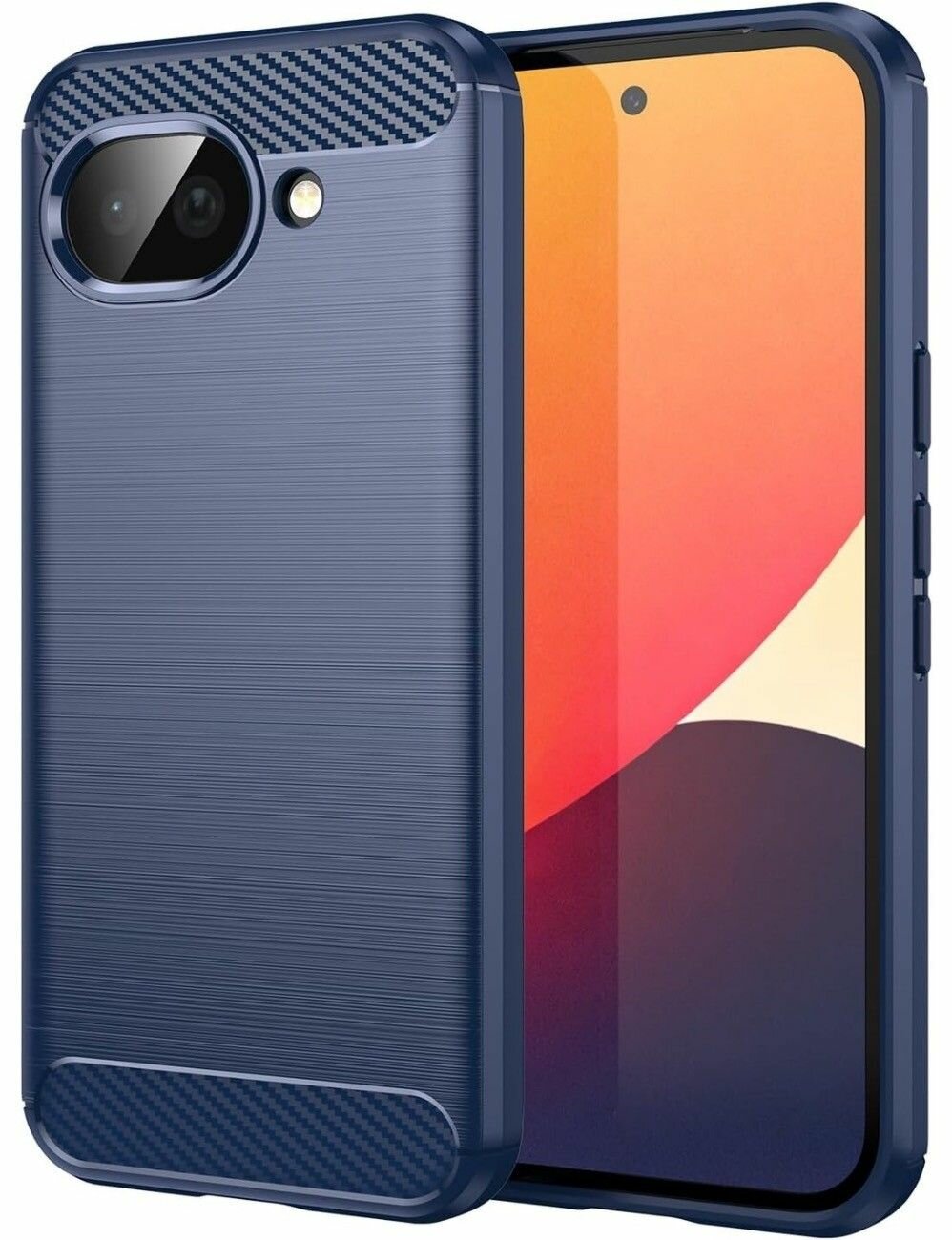 Чехол на Google Pixel 10a силиконовый карбон сталь синий противоударный