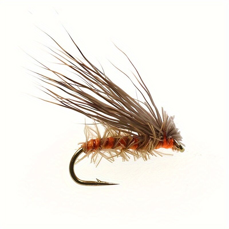 Сухие мушки Caddis из оленьей шерсти, 8 шт, оранжевые, с крючками из нержавеющей стали, для ловли форели
