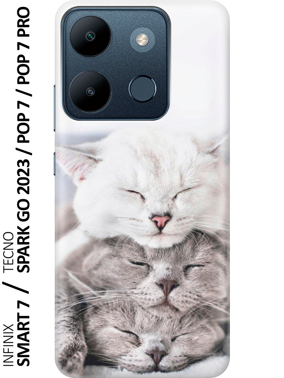 Силиконовый чехол Три кота на Infinix Smart 7 / Tecno Spark Go 2023 / Pop 7 / Pop 7 Pro / Инфиникс Смарт 7 / Текно Спарк Го 2023 / Поп 7 / Поп 7 Про