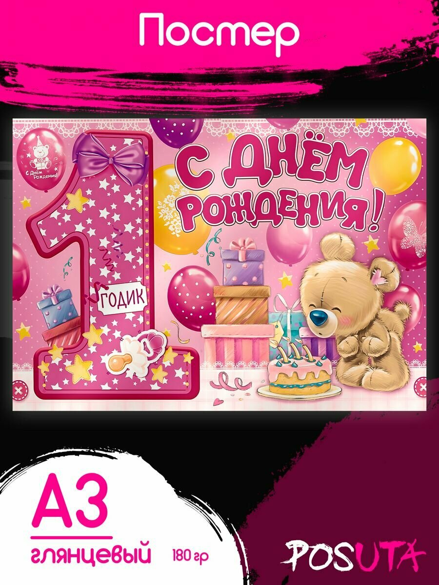 Постеры на стену С днем рождения постеры на 1 годик
