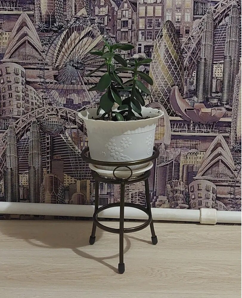 Подставка для цветов металлическая на 1 горшок Крокус мини 26х18х18см, металл, бронза