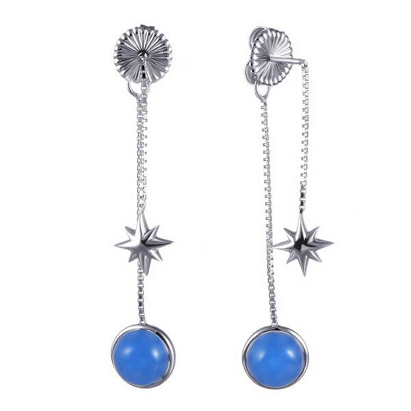 Серьги, серебро, 925 проба, халцедон