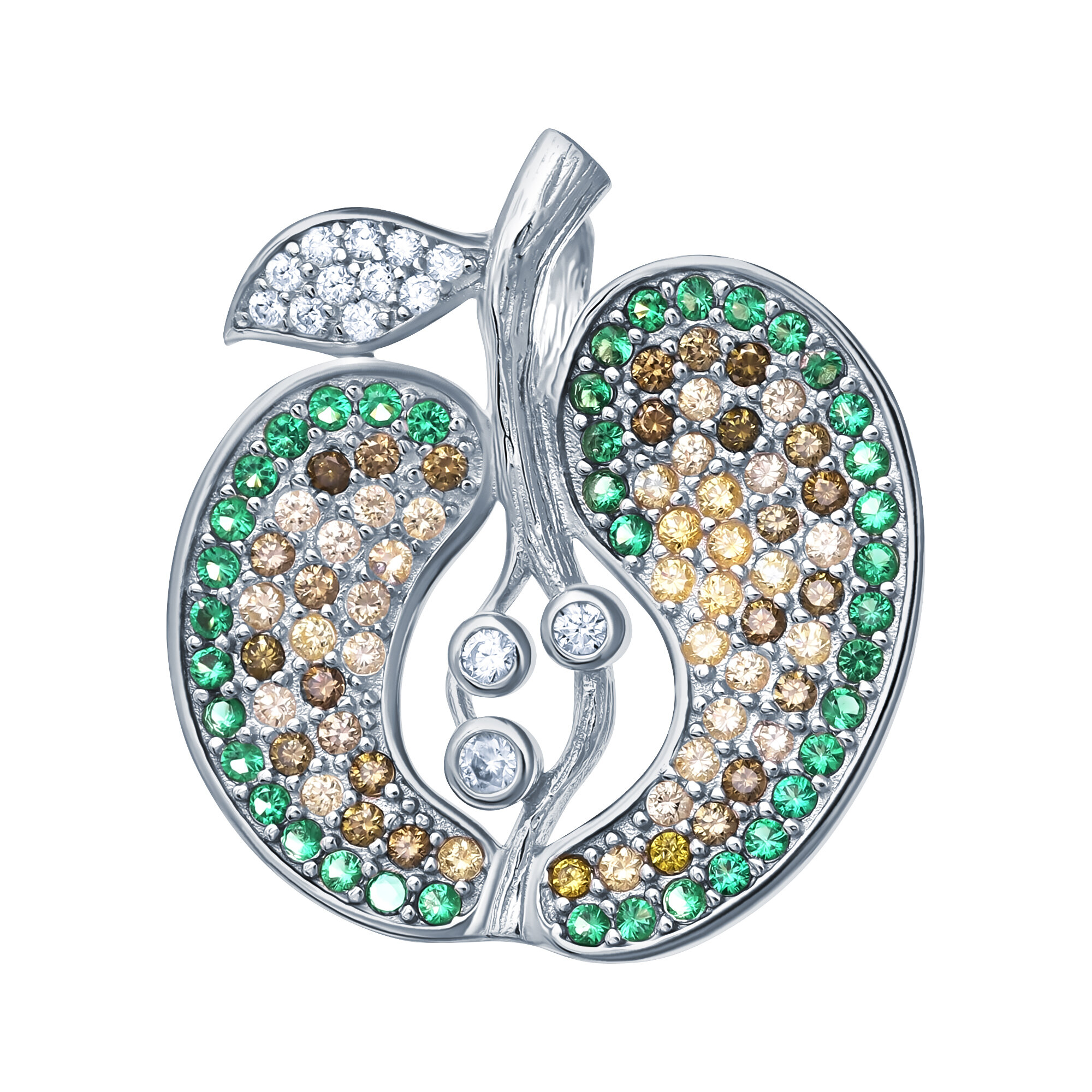 Брошь, серебро, 925 проба, родирование, фианит