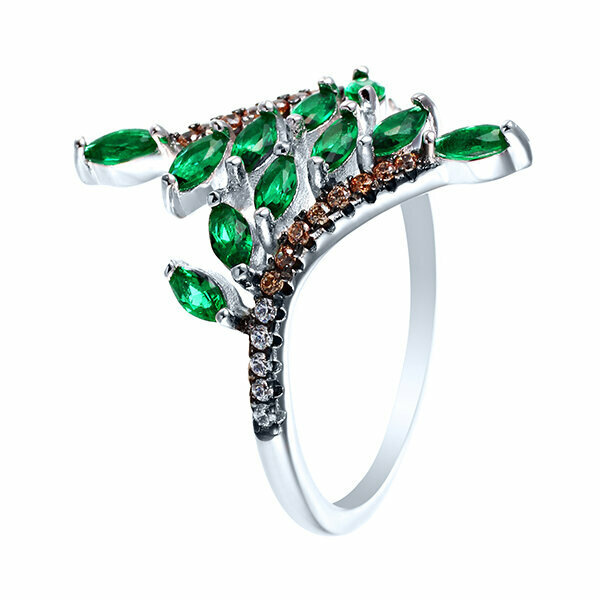 Кольцо, серебро, 925 проба, фианит